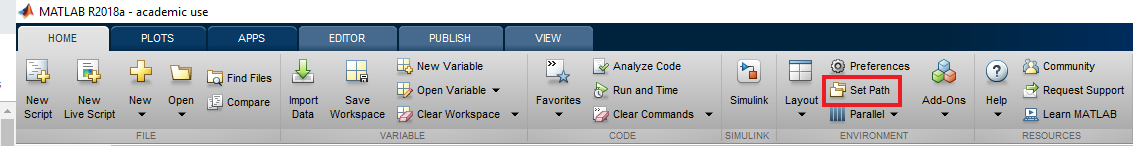 Matlab Interface – Set Path – Dr. Blake Porter